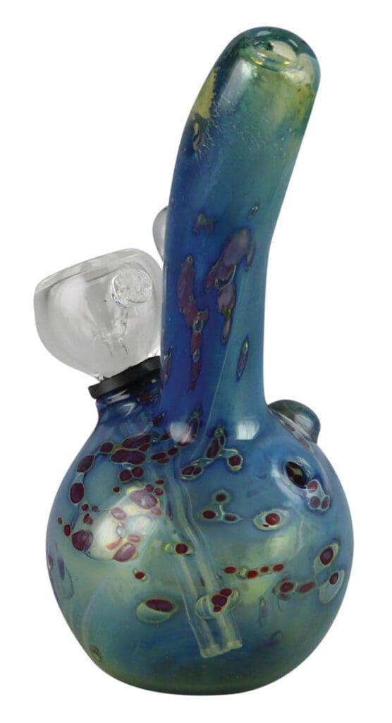 Double Glass Water Pipe | 5.25" | Grommet | Blue w/ Red Spots ...
